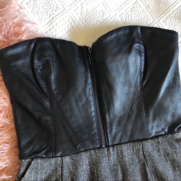 bebe | Dresses | Nwt Bebe Leather Bustier Corset Wool Tweed Dress 8 ...